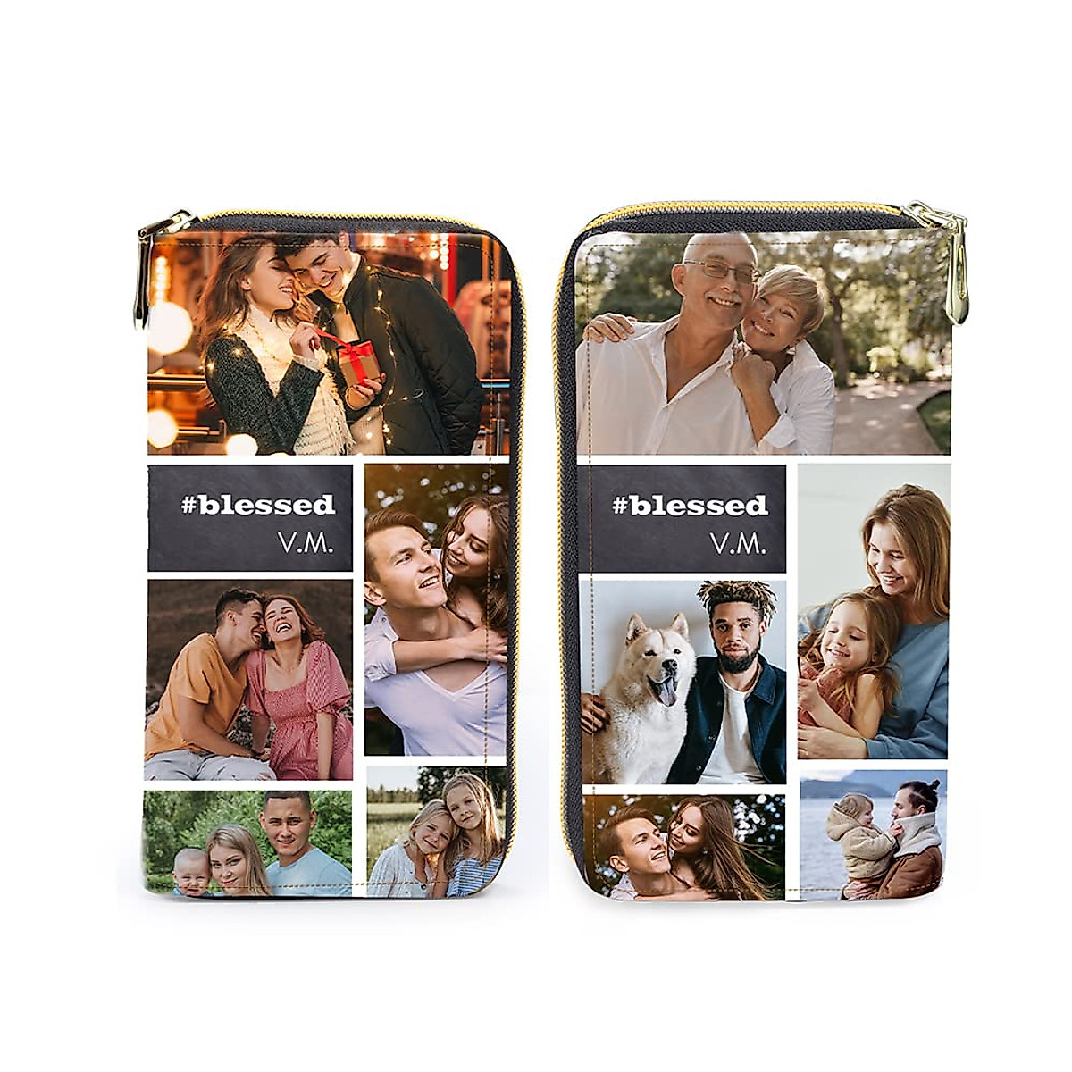 Gemszoo Women's Custom Photo Wallet Personalized Engraved Picture Name Handbag Long Credit Card Holder Zip Around Clutch (Style 2)