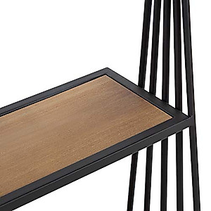 Kate and Laurel Nevin Rustic Three Tier Shelf, 23.25" x 30.25" x 8", Brown and Black, Modern Farmhouse Inspired Wall Storage and Decor