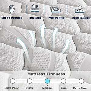 Hekkeyla 14 Inch Queen Mattress, Medium Firm Supportive Mattress in a Box, Gel Memory Foam Hybrid Mattress, Quality Comfort & Adaptive Support Breathable Cooling Queen Mattress