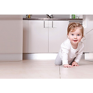 Dreambaby Slimline Slide Lock for Baby Proofing - Child Safety Cupboard Handle Locks - Suitable for Thinner Handles & Knobs - White - 2 Pack