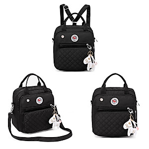 Small Waterproof Diaper Bag Tote Messenger Backpack-Black