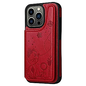 Fansipro Bumper Case Cover for Samsung Galaxy S9 Plus, Premium PU Leather Slim Fit Cover for Galaxy S9 Plus, 1 Card Slot, 1 Photo Frame Slot, Spring, Red