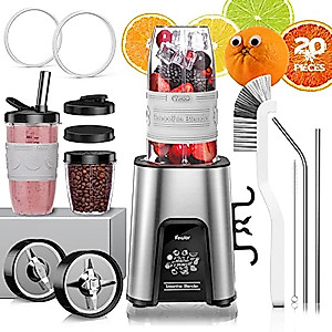 VEWIOR 20 Pieces Smoothie Blender for Shakes and Smoothies, 1000W Blenders for Kitchen, Protein Drinks, Bullet Personal Blender with 2 * 22Oz Smoothie Cups with Lids
