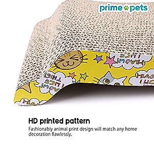 PrimePets Cat Scratching Board, 2 Pack Cat Scratcher Cardboard, Cat Scratch Pad for Indoor Cats, Cat Scratcher Couch Lounge Sofa Bed, Reversible Corrugated, Catnip Included