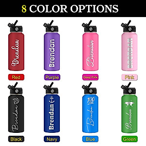 Personalized Water Bottles with Straw Lid 24/32/40oz Custom Engraved Name Logo Stainless Steel Insulated Bottle Customized Gift for School Sport Gym Work