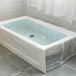 SALPPLEA 10 Pack Disposable Bathtub Cover Liner, Ultra Large Bathtub Liner Plastic Bag for Salon, Household and Hotel Bath Tubs (90x47 Inch)