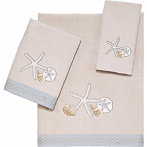 Avanti Linens - 3pc Towel Set, Soft & Absorbent Cotton Towels, Beach Inspired Bathroom Accessories (Seaglass Collection)