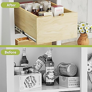 LOVMOR Hard Close Pull Out Cabinet Organizer 8” High Drawer 10½” W x 21”D Wood Slide Out Shelves Cabinet Storage Organizer with Full Extension Rail Slides Pull Out Drawer for Kitchens Cabinet Pantry