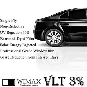 Wimax Limo 3% VLT 24" in x 10' Ft Feet Uncut Roll Window Tint Film Auto Car Home Office
