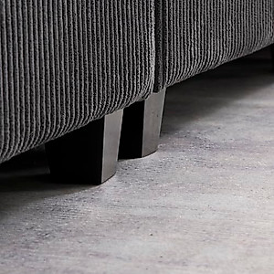 Oversized Deep Seat Modular Sectional Sofa Cloud Couch with Movable Ottoman, Modern Corduroy Upholstered Convertible L Shaped Corner Sofa&Couches with Wooden Legs for Living Room, Apartment, Office