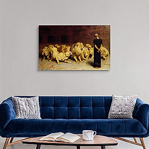 GREATBIGCANVAS Daniel in the Lions' Den, 1872 Canvas Wall Art Print, Lion Home Decor Artwork, 48"x30"x1.5"