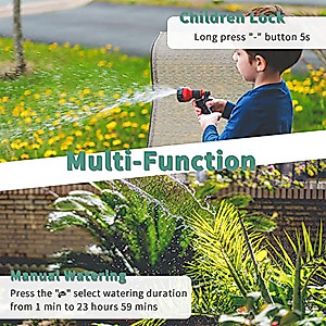 Water Sprinkler Timer, Diivoo Programmable Irrigation Hose Timer with 3 Individual Watering Programs and Rain Delay for Garden Lawn, Pool Filling