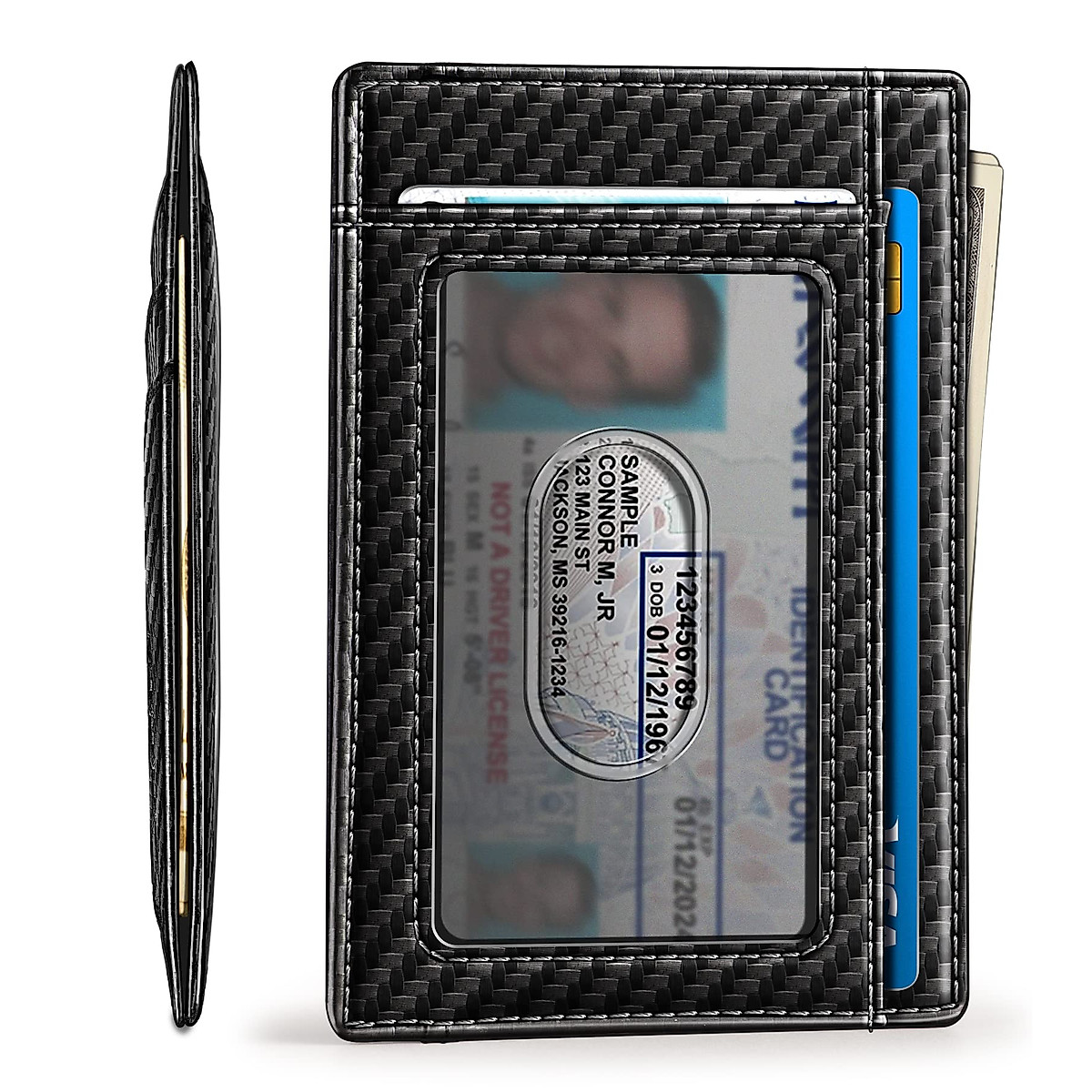 BULLIANT Slim Wallet, Skinny Minimal Thin Front Pocket Wallet Card Holder For Men 7Cards 3.15"x4.5",Gift-Boxed