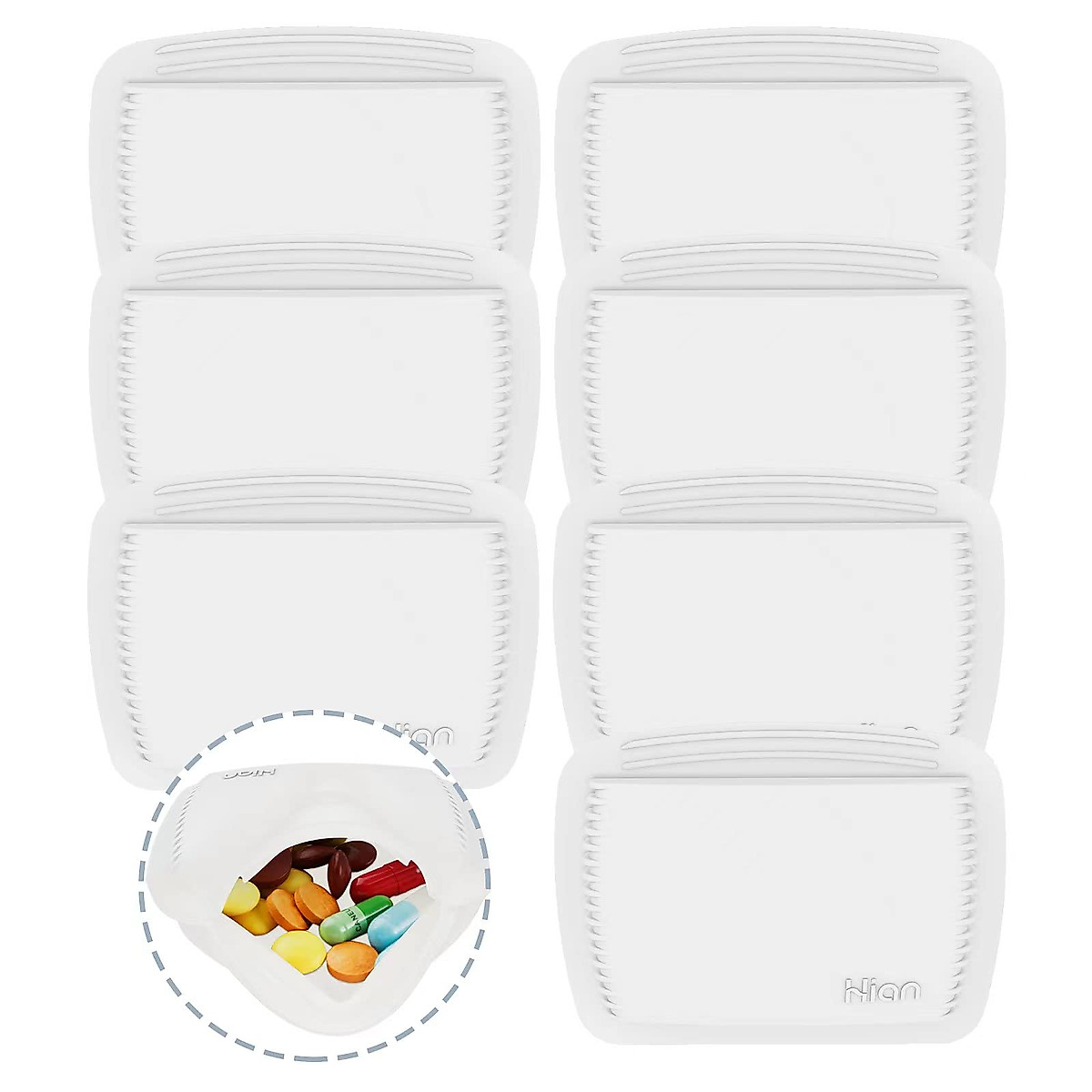 7 Pieces Pill Organizer Reusable Pocket Pill Case Portable Open Pill Pouch Silicone Small Pill Box Pill Container Pill Holder Pill Bags Organizing Medication, Vitamins, and Tablets for Travel (White)