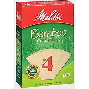 Melitta #4 Cone Coffee Filters, Bamboo, 80 Count