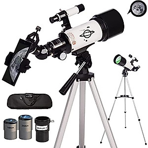 zukakii Telescope for Adults & Kids, 70mm Aperture Astronomical Refractor Telescopes (16X-120X) for Kids Beginners with Carry Bag, Phone Adapter, AZ Mount Gift for Christmas