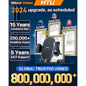 【Military-Grade】Car Phone Holder,【Strongest & Longest Steel-Hook】Car Vent Mount, Handsfree 360° Adjustable Automobile Cradle Air Clip Stand for iPhone 15 14 13 12 Pro Max Samsung Universal, Black