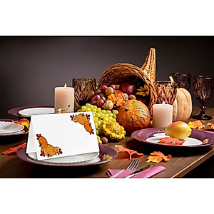 Thanksgiving Day Table Place Card, 25-Piece Tent Style Cards Set, Special Paper Easy-to-Write and Foldable, Seating Cards for Thanksgiving Day Party, Food Labels -G01