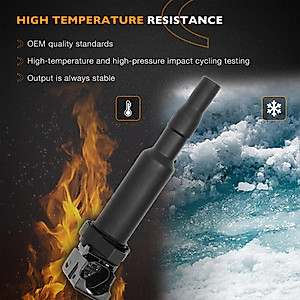 HQPASFY Ignition Coil Pack Set of 6 Compatible with BMW 325i 335i 525i 550i 650i M3 M5 X5 X6 & More Replaces# 0221504470, 12137562744, 221504470, 12137594937, 12138657273