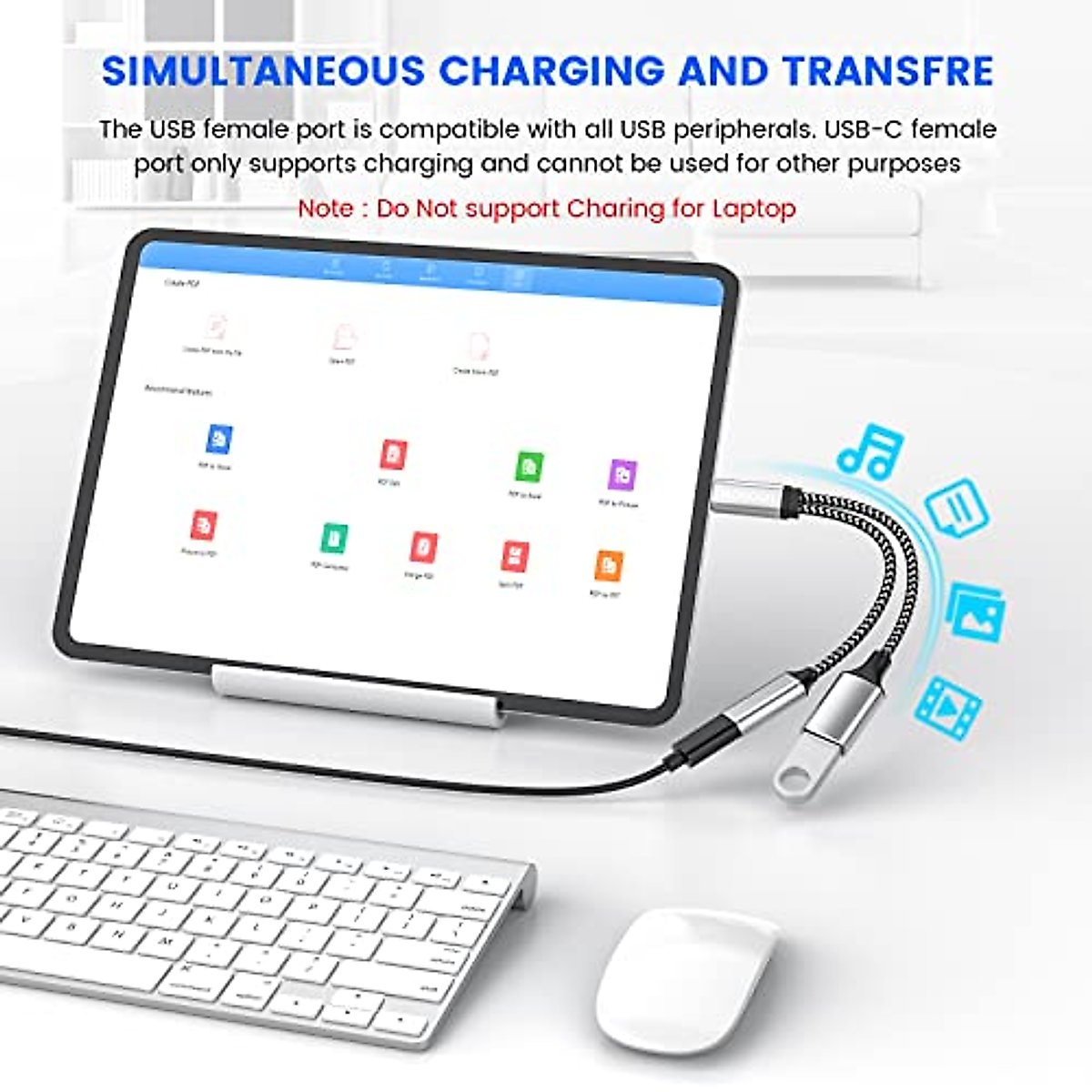 USB C OTG USB C Splitter USB C to USB Adapter with 18W PD Charging Compatible for Samsung GalaxyS22 Note10 Switch Google Chromecast with Google TV 2020 Pi-KVM 3D Printer Octo4a LGG8 Google Pixel4 XL