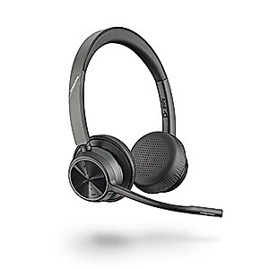 Poly - Voyager 4320 UC Wireless Headset (Plantronics) - Headphones with Boom Mic - Connect to PC/Mac via USB-A Bluetooth Adapter, Cell Phone via Bluetooth - Works with Teams, Zoom & More