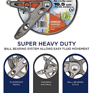 Ben-Mor Strata Outdoor Clothesline Pulley Ball Bearing Style - 6.5” Heavy Duty Metal, Rustproof Silver Pulley for Clothes Line Outdoors, Outdoor Laundry Line Pulley for Clothes,Coats, Blankets(1 unit)