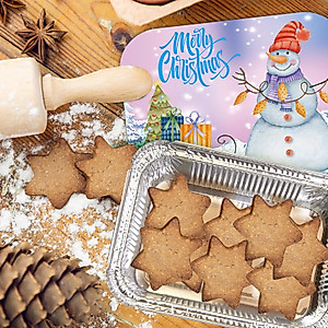 WorldBazaar Christmas Aluminum Food Containers 36PCS Christmas Leftover Containers with Lids Disposable Snowman Christmas To Go Containers Winter Holiday Party Supplies