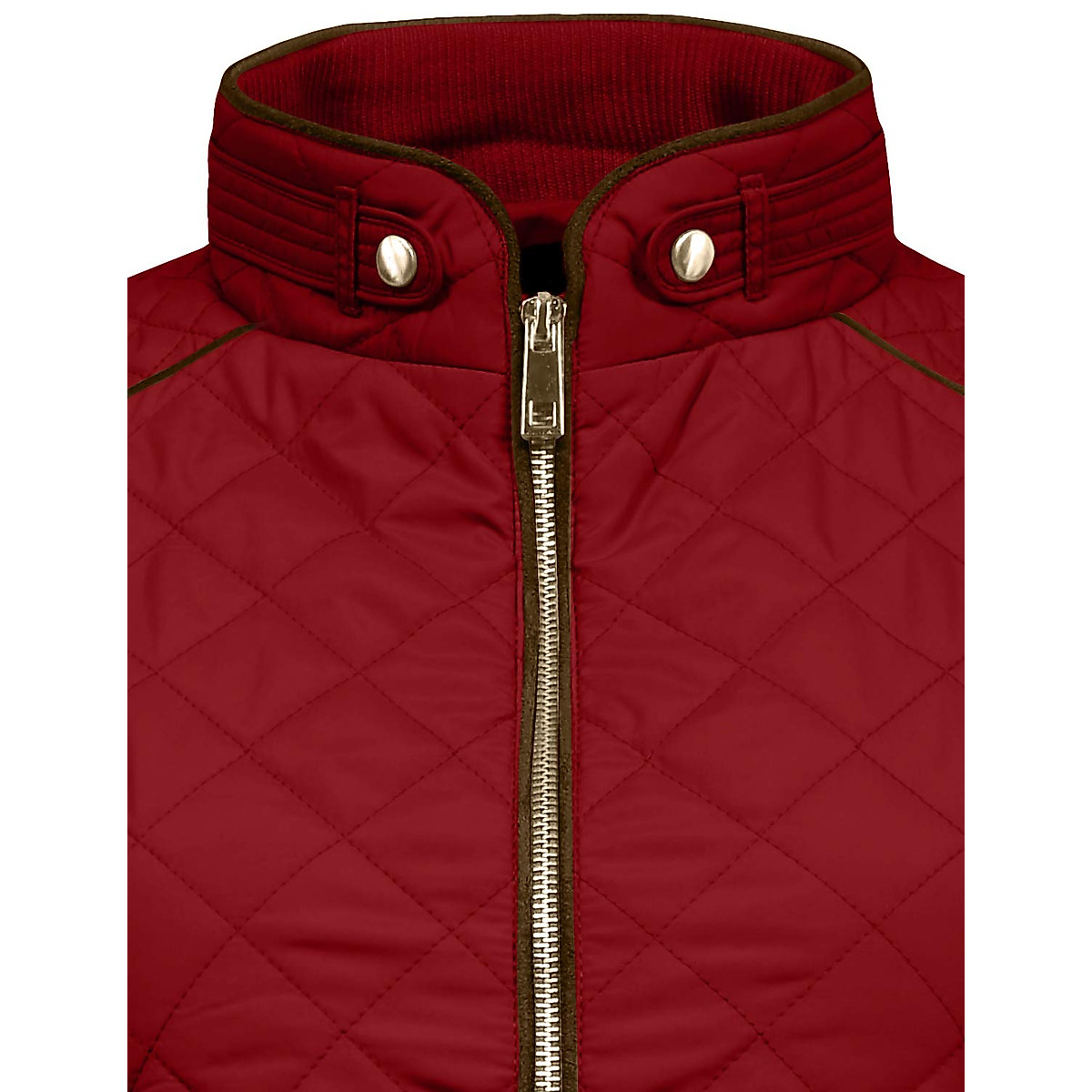 NE PEOPLE Womens Lightweight Quilted Zip Jacket, NEWJ22-BURGUNDY, Small