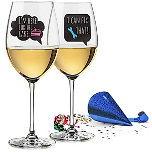 Funny Wine Glass Drink Markers - 18 Static Clings Reusable Glass Stickers - For Wine Tasting Party, Wine Gift and Favors