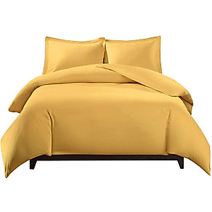 Royal Tradition Silky Soft Viscose from Bamboo Full/Queen 3PC Duvet Cover Set, Gold, Cool and Breathable Comforter Covers