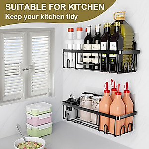 IKOLYS Shower Caddy 2 Packs, Bathroom Shower Organizer Adhesive Shower Basket, Rustproof Stainless Steel Bathroom Shower Storage and Home Decor, Shower Shelf for Bathroom and Kitchen - Black