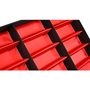 Home-X 18-Slot Standing Glasses Organizer, Glasses Holder, Commercial Sunglasses and Eyewear Display, Collectables Storage Box, Travel Display Case, 18 ¾" L x 15" W x 2 ¼" H, Red