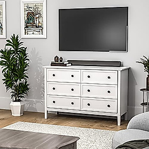 LYNSOM White Dresser, Modern Dresser for Bedroom with Deep Drawers, Wooden 6 Drawer Double Dresser for Living Room, Wide Chest of Drawers with Storage for Home