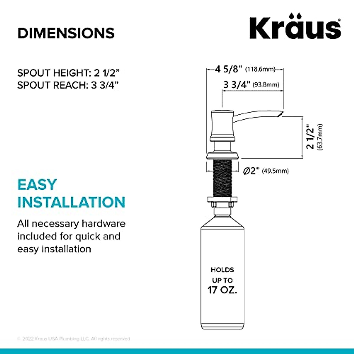 KRAUS Kitchen Soap and Lotion Dispenser in Spot-Free Black Stainless Steel, KSD-54SFSB