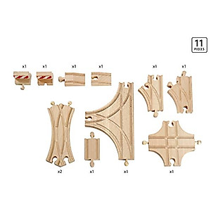 BRIO World 33307 - Advanced Expansion Pack - 11 Piece Set of Wooden Train Tracks for Kids | Train Set Expansion | Fun Learning Toy | Compatible with All Railway Toys | FSC Certified