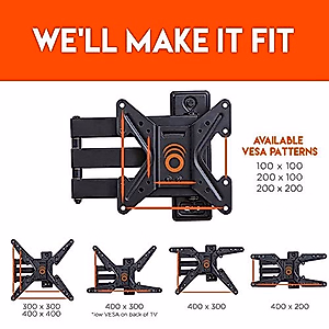 ECHOGEAR Swivel Full Motion TV Wall Mount Bracket for 26-58 Inch TVs – Extend and Tilt Your TV - Easy Single Stud Install