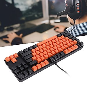753 Wired Mechanical Keyboard, 87 Keys Blue Switch Two‑Tone Keycap Gaming Keyboard, Black & Orange Gaming Keyboard for PC Gamer Computer(75391b48gnask362)