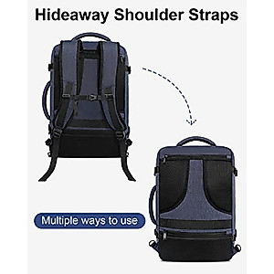 Carry on Backpack, Airline Approved 45L Travel Backpack with 3 Packing Cubes for Men Women, Water Resistant Expandable Overnight Weekender Luggage Daypack Suitcase Duffel Bag, Gift for Travelers, Blue