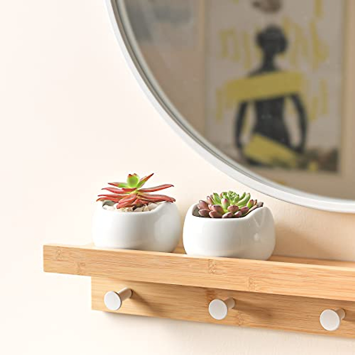 T4U Animal Succulent Pot 4 Inch Set of 6, Cat Shape Ceramic Planter with Drainage Hole, Cute Container for Small Cactus Bonsai Herb Plant, Indoor Home Office Garden Decoration Gift