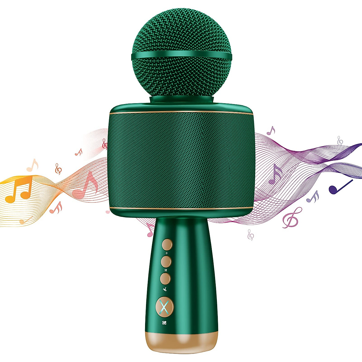 AsperX Karaoke Microphone, Wireless, Bluetooth, Portable, 5 in 1 Microphone with 40W Full Range Stereo Speaker for Singing, Suitable for Adults & Kids, Perfect for Birthday, Home Party (Green)