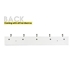 ROOREVO Wall Mounted Coat Rack with 5 Hooks - 2 Pack - Wall Coat Hooks Wall Hat Hanger, Satin Nickel & White