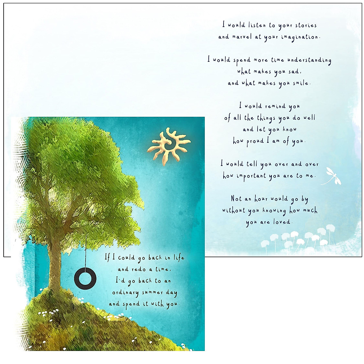 Smiling Wisdom - Sun Heartfelt Ordinary Summer Day Greeting Card and Sun Keepsake Gift Set - Woman, Daughter, Granddaughter, Sister - Blue Green Abalone Sun