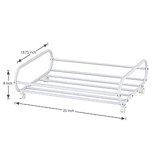 MyGift 24-Inch Rolling Stainless Steel Silver Metal Under Bed Storage Cart, Space Saving Organizer Rotating Wheels