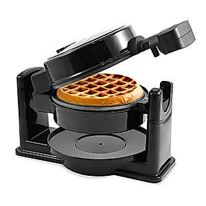 Elite Gourmet EWM460 Nonstick Rotating Flip Belgian Waffle Maker, 1.25-Inch Thick Waffles, Hash Browns, Keto, Snacks, Sandwich, Eggs, Easy to Clean, Black, 5 Inch