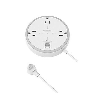 Power Strip with USB C, NTONPOWER Flat Plug Power Strip with USB Ports, 3 Widely Spaced Outlets, Extension Cord with Multiple Outlets, Small and Compact Size,100-240V for International Travel