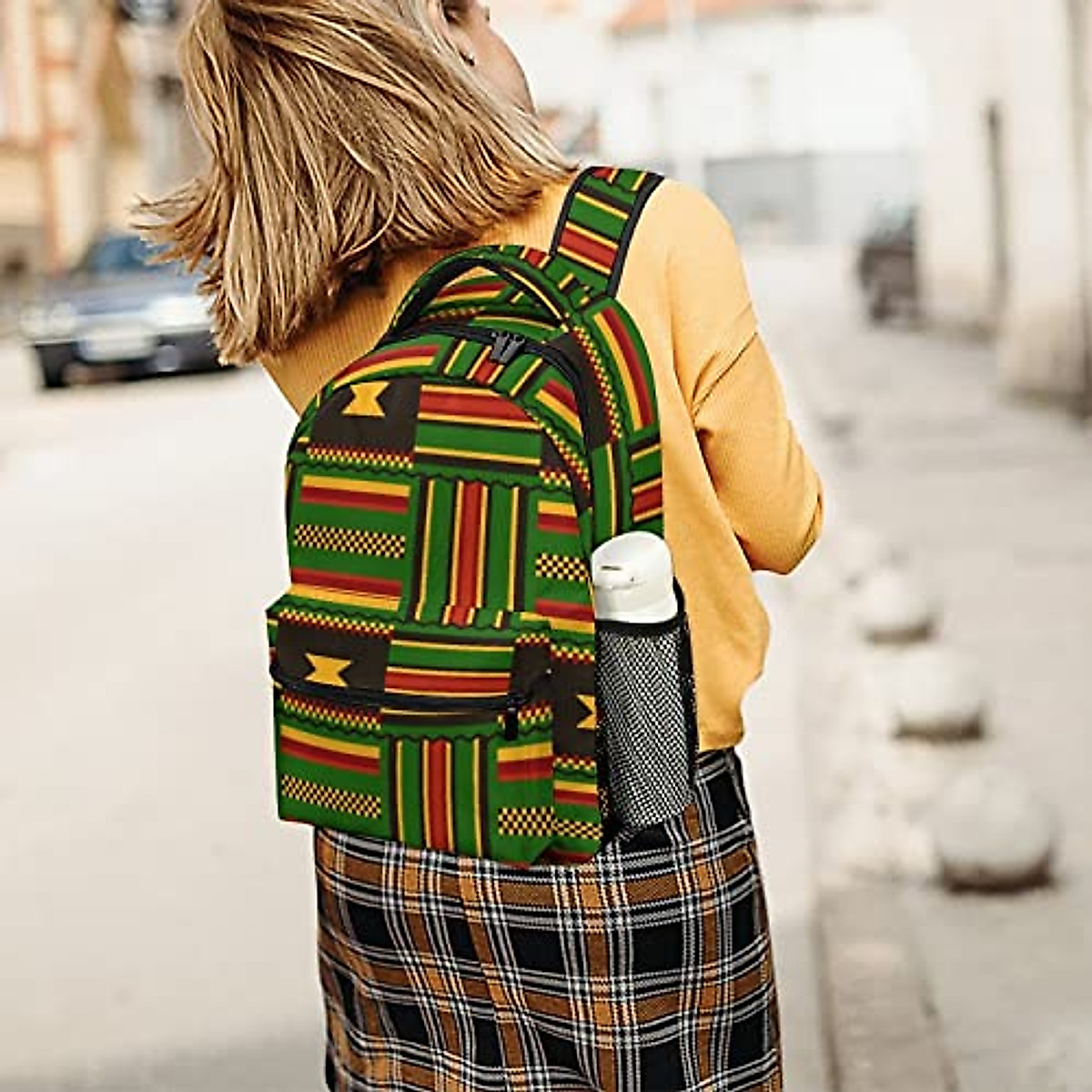 African Kente Cloth Tribal Print Unisex Laptop Backpack Lightweight Shoulder Bag Travel Daypack