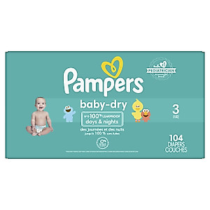 Pampers Baby Dry Diapers Size 3, 104 count - Disposable Diapers