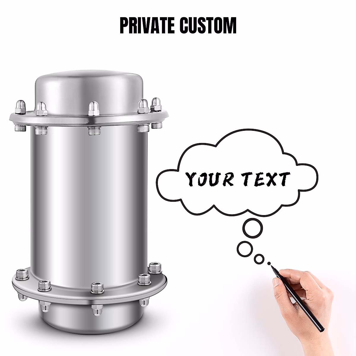OXYEFEI Customized Stainless Steel Time Capsule Personalized Waterproof Lock Container for Future Gifts 7.5Inch (Stainless Steel)