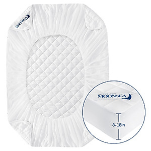 Queen Mattress Topper Pad Protector Waterproof, Absorbent Mattress Cover Queen Size Bed, Quilted Fitted Mattress Protector with Deep Pocket Stretches up to 18 Inch