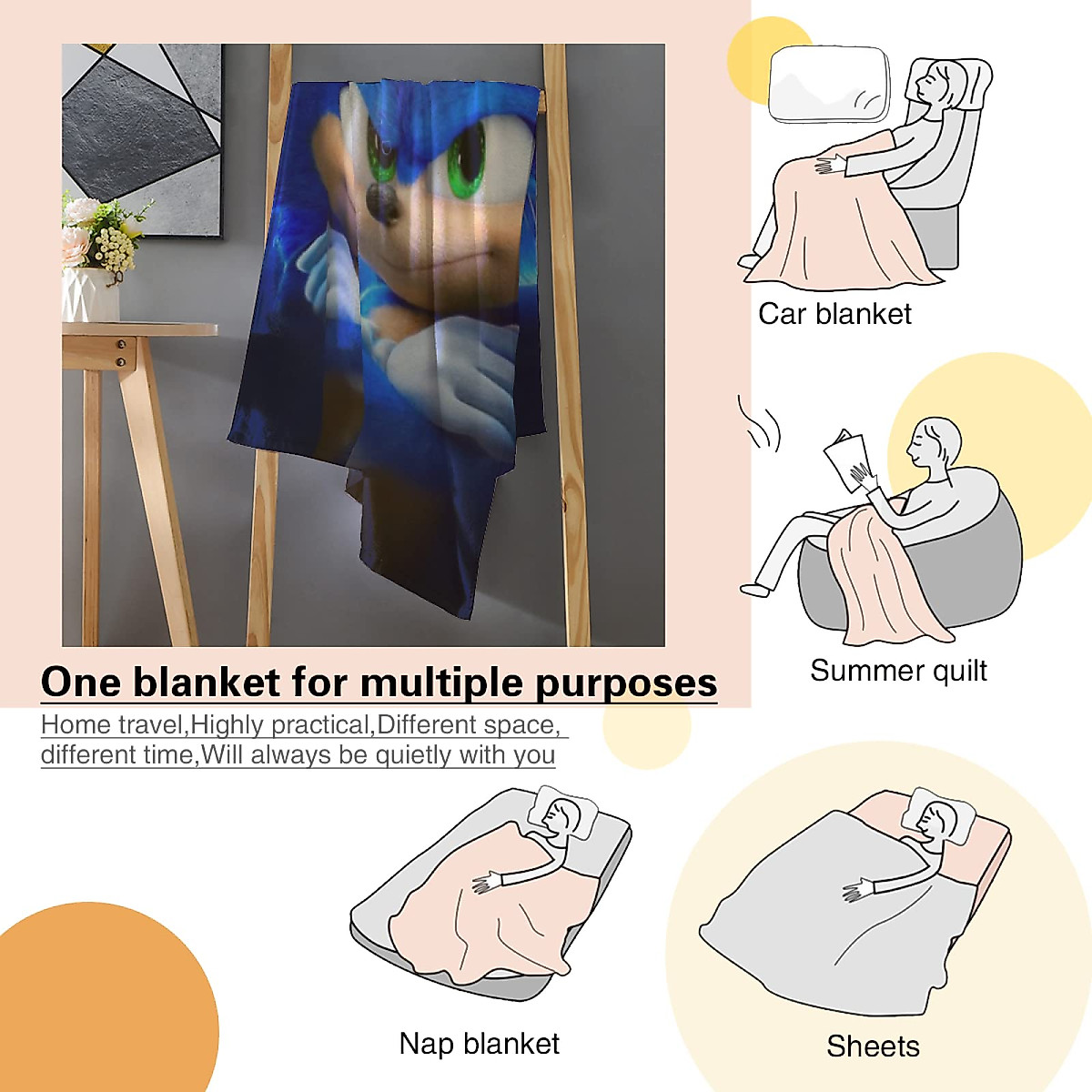 Cartoon Blanket Super Soft Flannel Throw Blanket Light Weight Blanket for Bed Couch Living Room 50"x40"